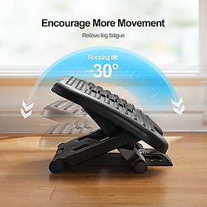 HUANUO Footrest Under Desk - Adjustable Foot Rest with Massage Texture and Roller, Ergonomic Foot Rest with 3 Height Position, 30 Degree Tilt Angle Adjustment for Home, Office