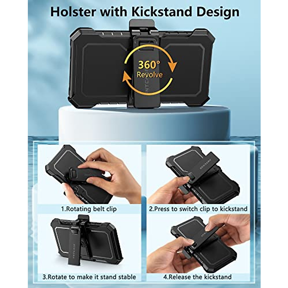 FNTCASE for Samsung Galaxy S23-Plus Case: Heavy Duty Rugged Shockproof Protective Cover with Belt-Clip Holster & Kickstand | Military Grade Protection Durable Phone Case for Galaxy S23 Plus Black