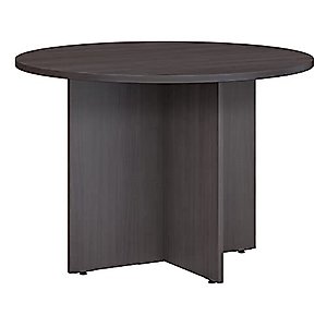 Bush Business Furniture Round Conference Table with, Wood Base in, Storm Gray