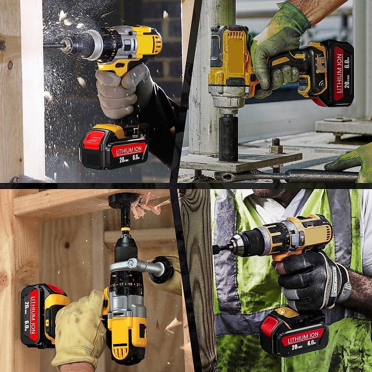 Upgraded 6.0Ah Replacement for Dewalt 20V MAX Battery DCB205-2 Compatible with Dewalt 20V MAX XR Battery DCB205 DCB206 DCB204 DCB200 Replacement for Dewalt 20 Volt Battery Cordless Power Tools 2-Pack