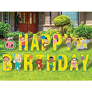 CoComelon Happy Birthday Yard Signs with Metal Stakes, 16" Letters