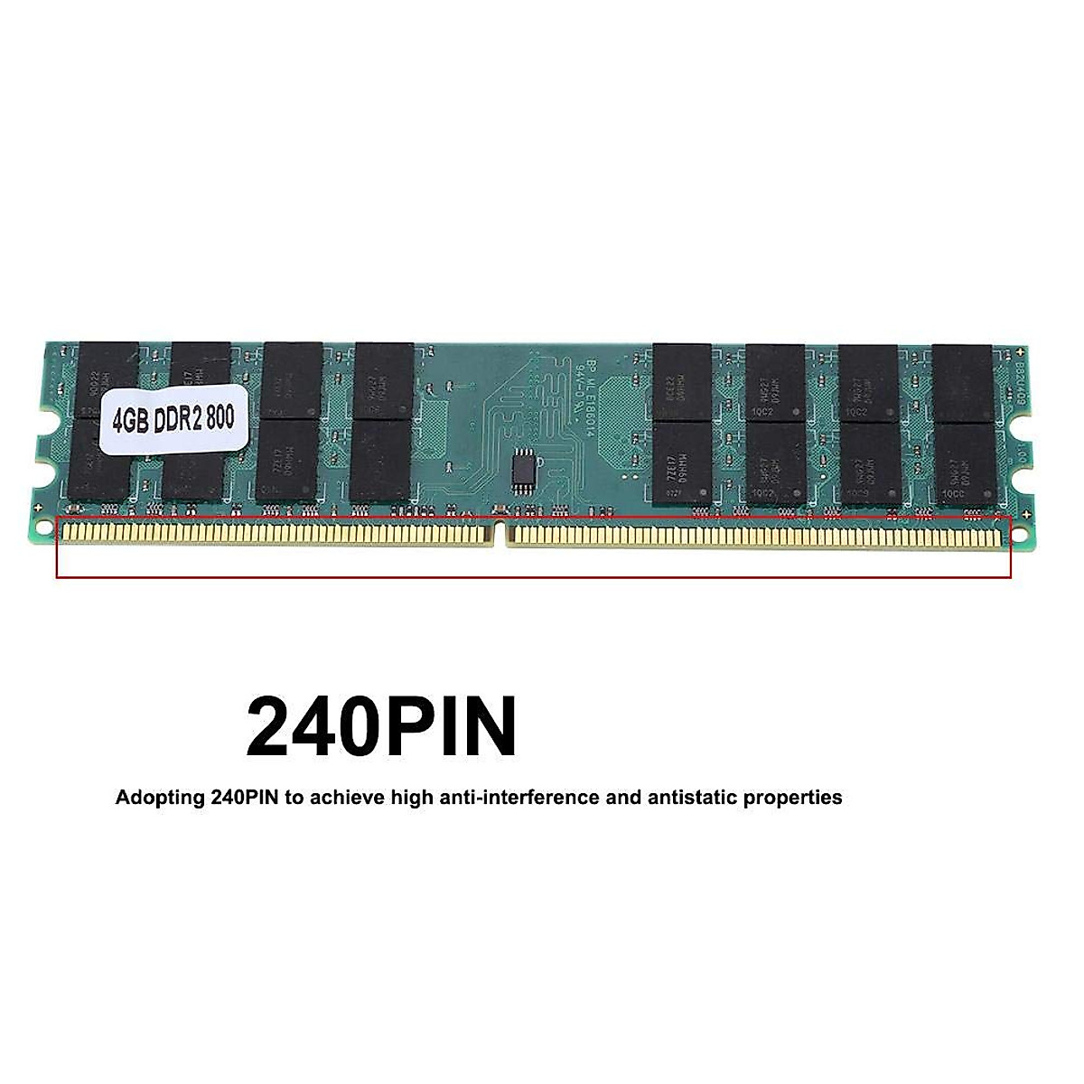 Zopsc DDR2 4GB RAM 800MHz Memory Module for AMD CPU Stable Fast Data Transmission 240PIN for High Anti-Interference and Antistatic for Desktop Computer, Plug and Play