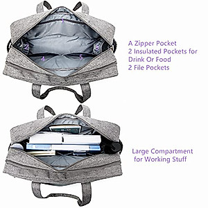 Laptop Tote Bag, Computer Messenger Teacher Bag with 15.7'' Padded Laptop Sleeve Gray