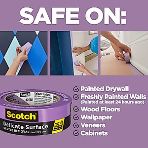 Scotch 2080EL-24E ScotchBlue Delicate Surfaces Painters Tape, 0.94" Width x 60 yd, Purple