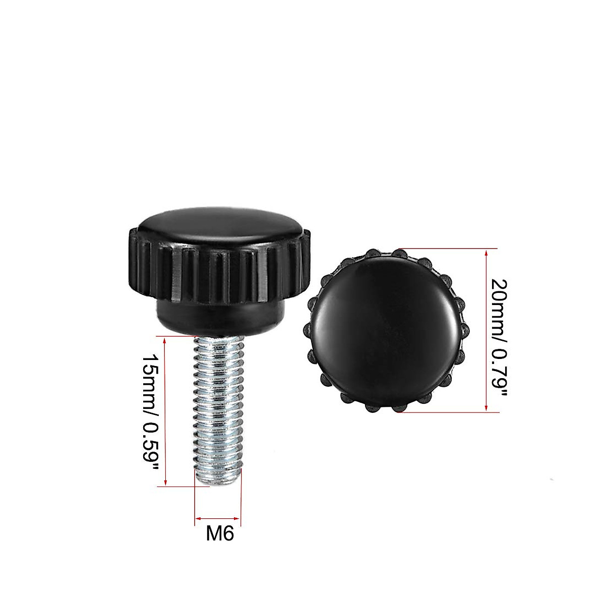uxcell M6 x 15mm Metric Male Thread Knurled Clamping Knobs Grip Thumb Screw on Type Plastic Threaded Hand Bolt Knobs Black 4 Pcs