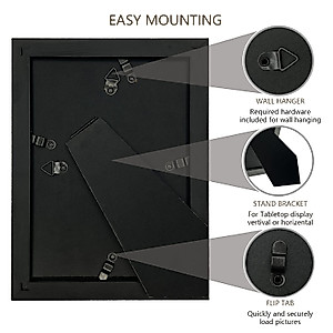 5x7 Black Picture Frame, Solid Wood Frame with HD Plexiglass, Distressed Farmhouse Rustic Photo Frames for Gallery Wall Mounting or Tabletop Display