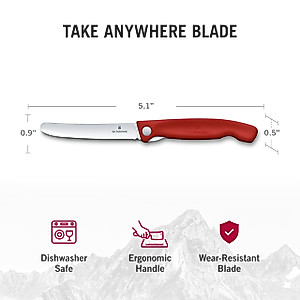 Victorinox Swiss Classic Foldable Paring Knife, Straight Edge Red 4.3 in