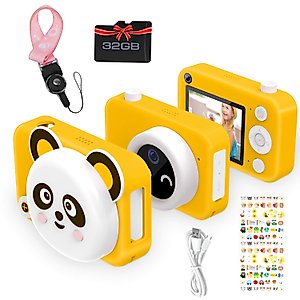 Fixget Kids Camera, Children 1080P HD Digital Dual Cameras with 32GB SD Card, Toddler Selfie Video Recorder Toy Birthday Gift for 4-12 Year Old Girls Boys