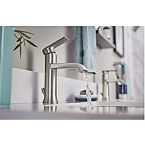 MOEN Genta Single Hole Single-Handle Bathroom Faucet in Spot Resist Brushed Nickel