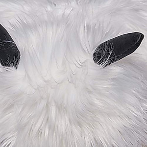 Christopher Knight Home Kamla Furry Yak Ottoman, White, Natural Finish