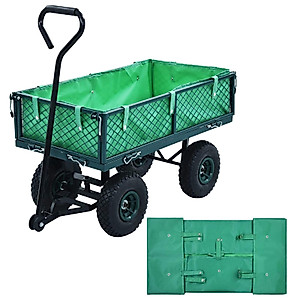 Tidyard Garden Cart Liner Outdoor Utility Wagon Outdoor Camping Trolley Cart Weather Resistant Fabric 600D Polyester Liner Green 33.9 x 18.1 x 8.7 Inches (L x W x H)