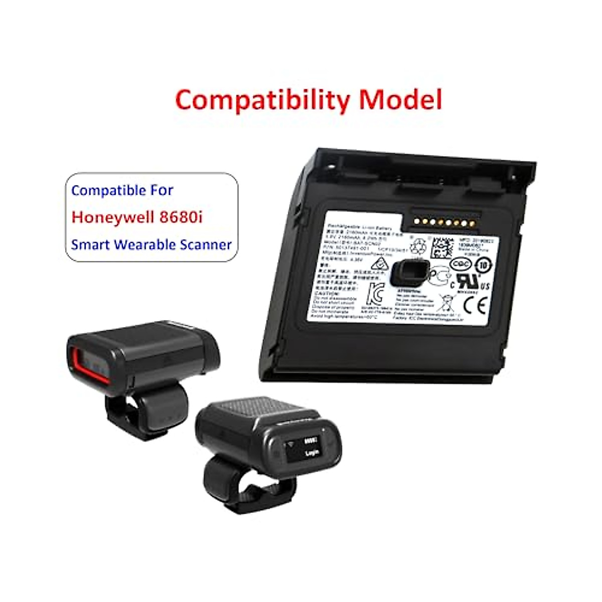 GIKYSUIZ 10-Pack 2160mAh Upgraded Battery for Honeywell 8680i Smart Wearable Scanner fits Part Number BAT-SCN02 BAT-SCN03