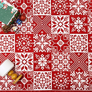 HUGEAR Christmas Area Rug 2x5 Runner Rugs Machine Washable Checkered Christmas Decorative Hallway Rugs Low Pile Carpet Red/White Xmas Non-Slip Indoor Door Mat for Bedroom Kitchen Entryway Bathroom
