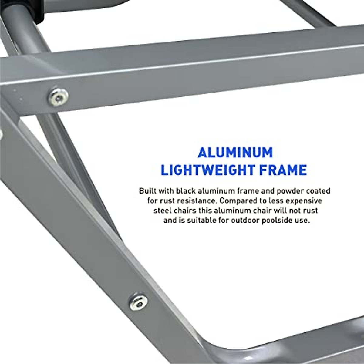 EasyGo Product Chaise Lounger – Aluminum Sun Lounge Chair – Adjustable Outdoor Patio Beach Porch Swing Pool-Five-Position Recliner-Lightweight All Weather, Blue 2 Pack