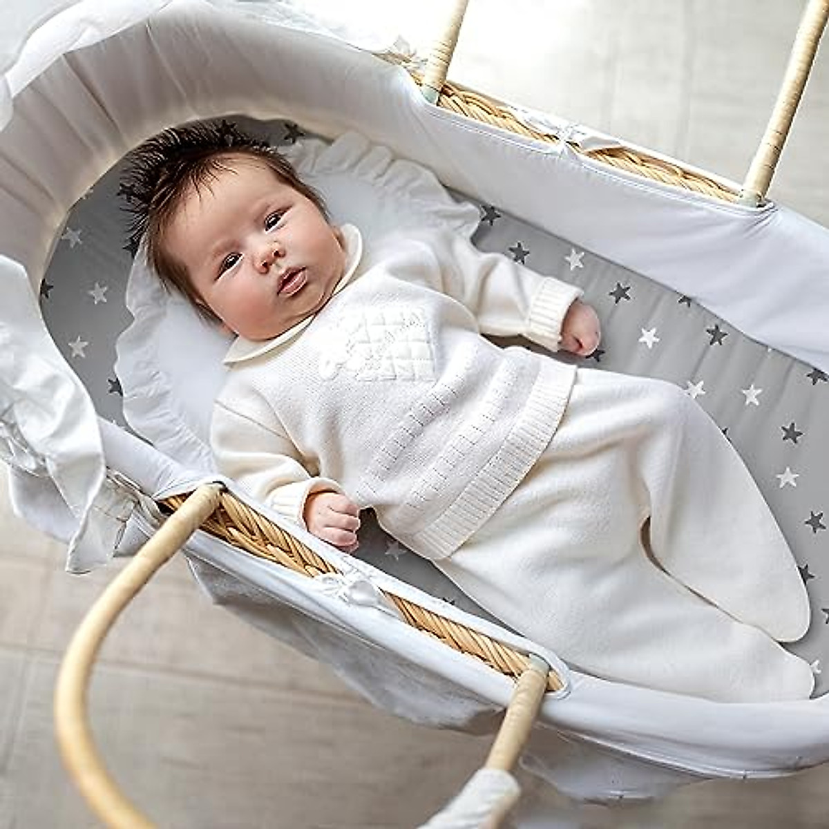 Gllquen Baby Bassinet Crib Sheets Set, Breathable Cozy Fitted Mattress Sheet, Elastic Travel Crib Fashionable Floral Pattern, Standard Cradle Safe Sheets for Baby Boy Girls 32"X16" (Rainbow)