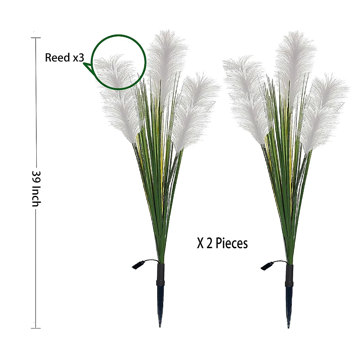 Fake Plants Artificial Plants Reed Greenery Flowers，Pampas Grass Suitable for Office, Home Floor Indoor and Outdoor Decoration LED Lighting (2 Packs)
