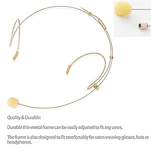 Sujeetec Microphone Headset Headworn Earset Over Ear Hanging Mic for Sennheiser Wireless System Bodypack Transmitter, Ideal for Lectures, Live Performance, Theater, Podcasts – Beige