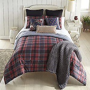 Donna Sharp Throw Pillow - Tartan Traditional Decorative Throw Pillow with Fringed Pattern - Rectangle