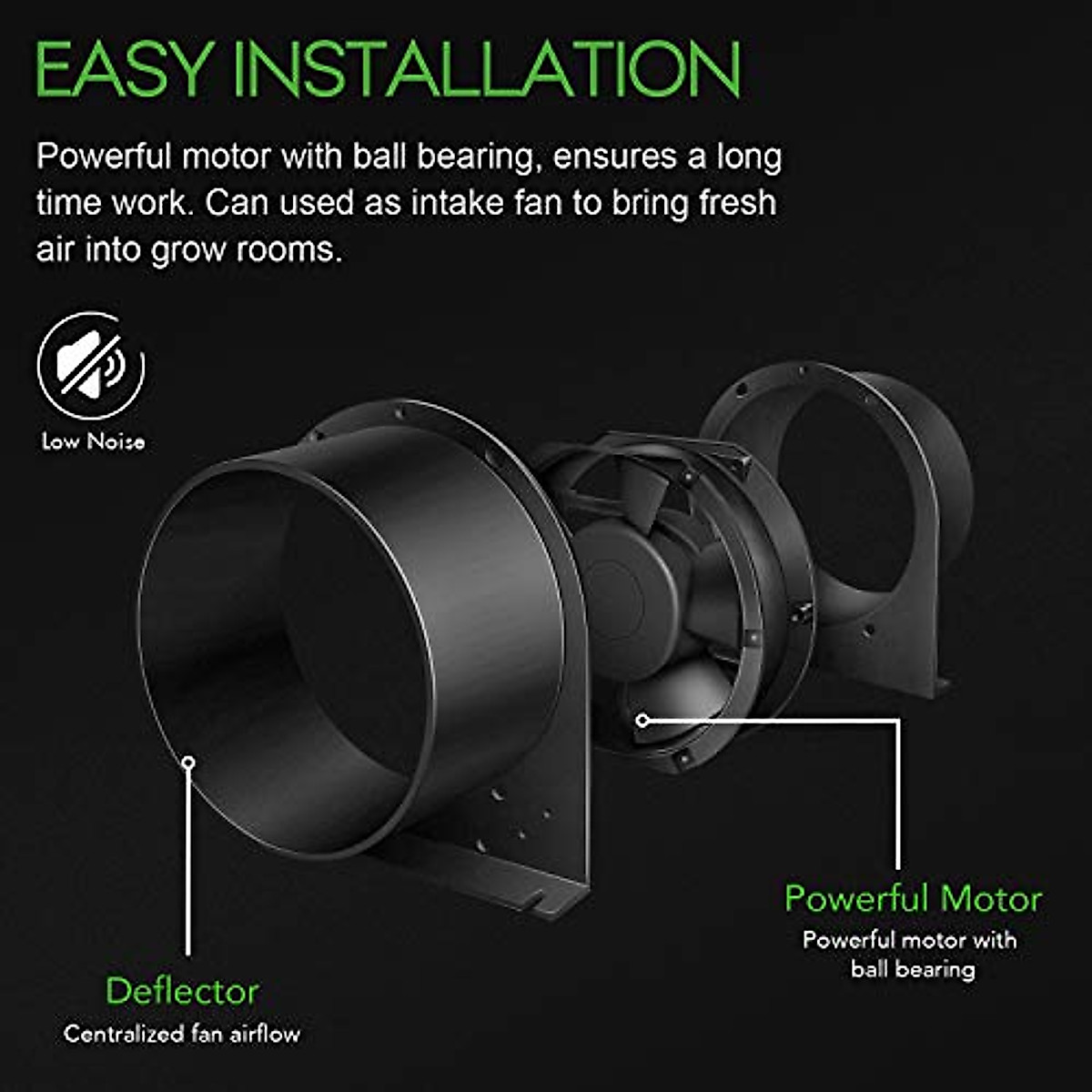 iPower 6 Inch Exhaust Inline Axial Fan Ducting Ventilation Extractor Aluminum Alloy, Black