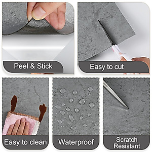 VaryStyle 20 Pack Waterproof Vinyl Flooring Tiles 12"x12" Classic Grey Concrete Peel & Stick Self Adhesive Removable Tiles for Kitchen, Basement, Bedroom