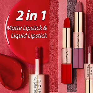 KUAILEGO ROSE GOLD 2 In 1 Matte Lipstick & Liquid Lipstick, Matte Finish, Nude, Full Color Lipstick, Long Lasting Waterproof Velvet Lip Gloss (04)