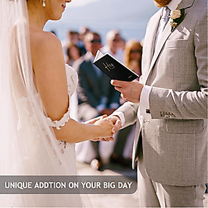 JUBTIC Wedding Vow Books, Vow Books His and Hers with Gold Foil Lettering, 48 Pages with Plenty of Space to Write Your Vows, Perfect Wedding Essentials for Your Wedding Day - (Black +White)