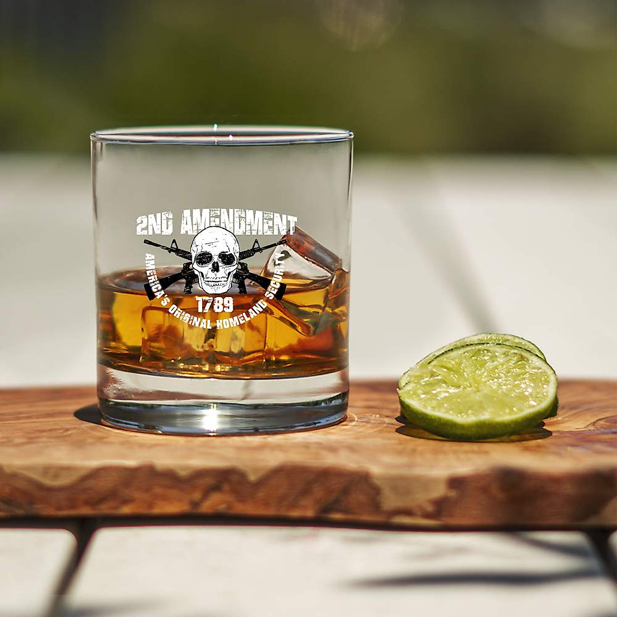 Lucky Shot 2ND Americas Original Homeland Security | Borosilicate Rock Glass | Thick Bottom Old Fashioned Whiskey Glasses for Men | 11 oz Scotch Glasses Premium Whiskey Gifts (Color)