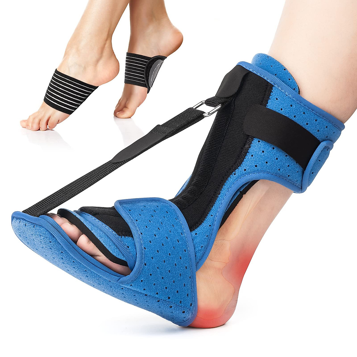 Acankn Plantar Fasciitis Night Splint: Adjustable Plantar Fasciitis Brace with Arch Support | Dorsal Night Splint for Plantar Fasciitis Women Men | Dual Effective Plantar Fasciitis Relief Achilles Tendonitis Foot Drop Heel Pain Black-Blue