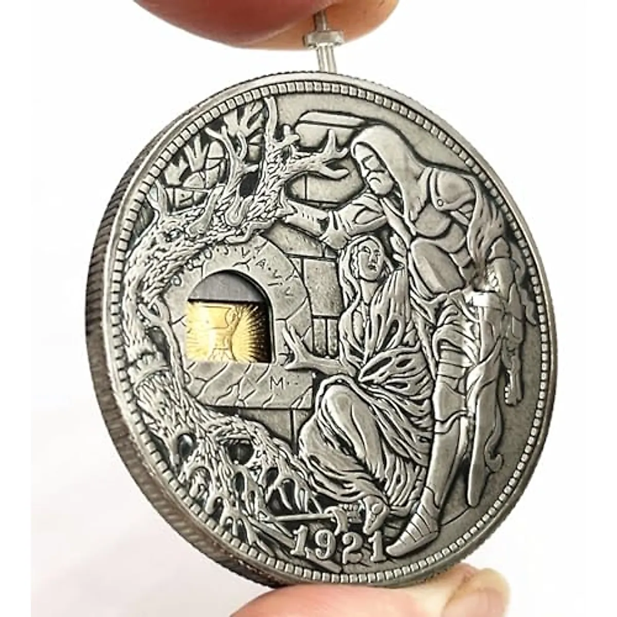 USA Movable Mechanical Coin Hobo Nickel Morgan Dollar Holy Grail Wandering Removeable Sword Amazing Art Collectible Creative Gift Handmade Commemorative