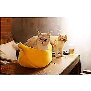 · Petgrow · Cute Banana Cat Bed House Large Size, Christmas Pet Bed Soft Warm Cat Cuddle Bed, Lovely Pet Supplies for Cats Kittens Rabbit Small Dogs Bed,Yellow
