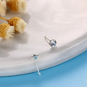 Sllaiss 8 Pcs 925 Sterling Silver Tiny Nose Ring Studs Set for Women Round Czech Crystal Nose Piercing Body Jewelry Hypoallergenic 1.5MM 2MM 2.5MM 3.5MM