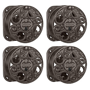 Suncast Sidewinder Side Scroll 60 Foot Hose Capacity Resin Decorative Wall Mount Hose Reel, Bronze (4 Pack)