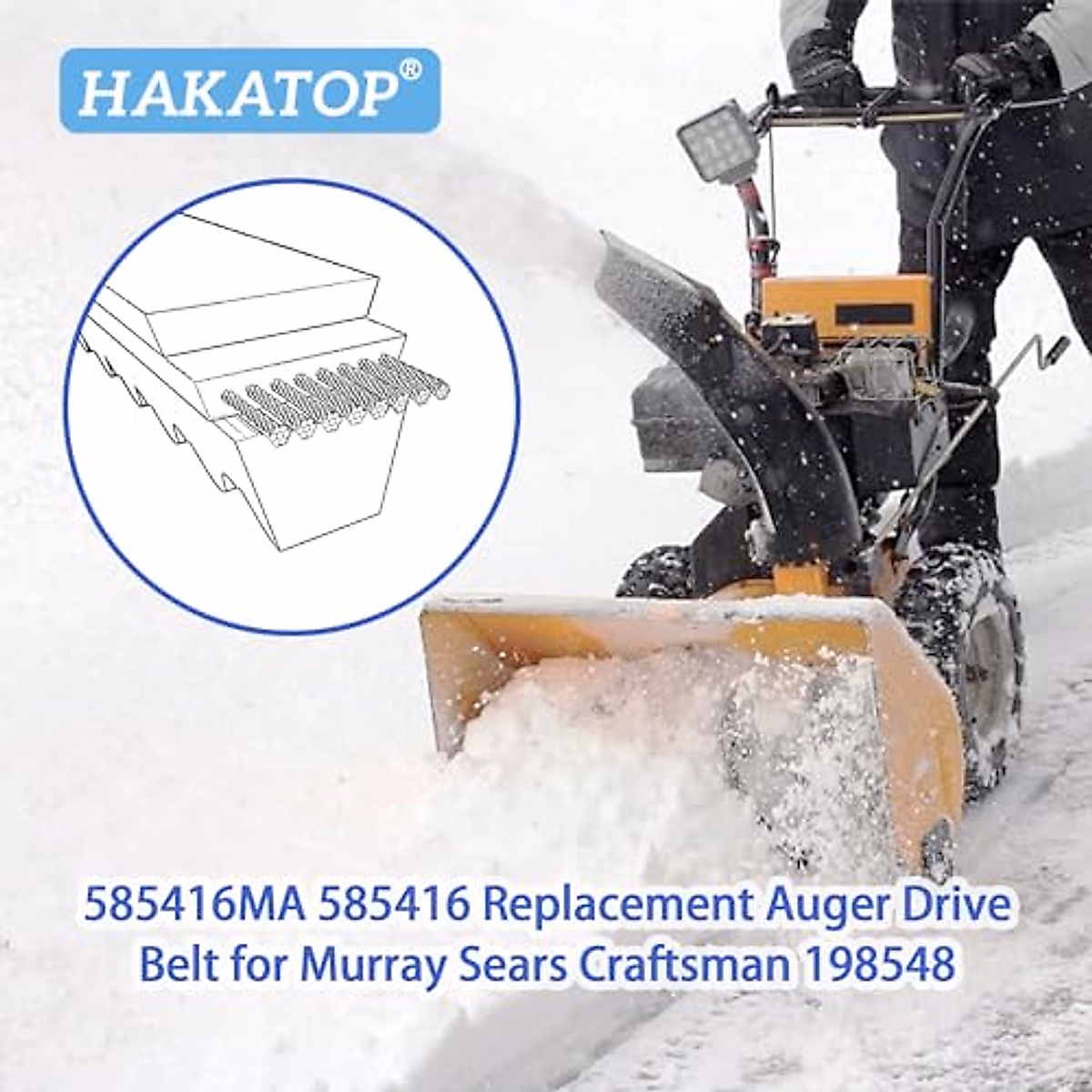 585416MA 585416 Replacement Auger Drive Belt for Murray Sears Craftsman 198548 585416 585416MA Snowblower 1/2 X 38"