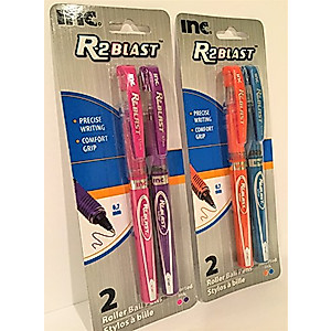 R2 Blast Gel Rollerball 0.7mm Colored Gel Pen Set: 4 Items Including Gel Pens in the Following Colors: Pink Purple Orange Blue (4 Pens Total)
