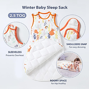 Mosebears Sleep Sack Baby Wearable Blanket with 2-Way Zipper,2.5 TOG Cotton Sleep Sack Unisex (Red Fox, 18-24 Months)