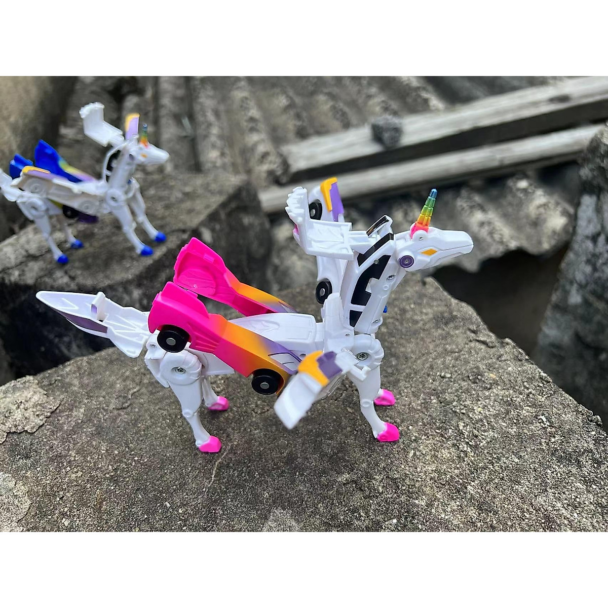 Transforming Car Robot Toys, Unicorn Racing Car Set, Boys and Girls, Automatic Deformation, Magnetic Connections, Educational, Collision to Magical Unicorns, Birthday Party (Pink)…