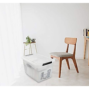 Asking 4-Pack Clear Large 42 L Plastic Storage Boxes, Plastic Storage Bins with Wheels