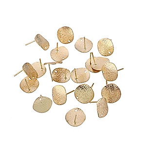 EXCEART 3sets Elegant Alloy Flat Earrings with Holes for Women Small Ear Jewelry Decor in Golden Tone 20pc*3
