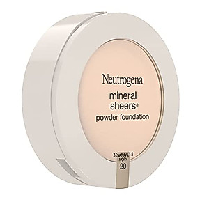 Neutrogena Mineral Sheers Compact Powder Foundation, Lightweight & Oil-Free Mineral Foundation, Fragrance-Free, Natural Ivory 20,.34 oz (Pack of 2)