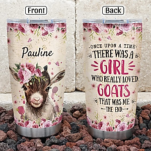 Wassmin Personalized Goat Tumbler Cup With Lid 20oz 30oz Animal Stainless Steel nsulated Tumblers Coffee Travel Mug Custom Name Birthday Christmas Goats Cups For Women Kids