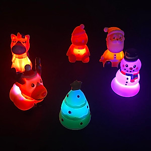 Jofan 6 Pack Christmas Light Up Bath Toys Christmas Toys for Kids Toddlers Boys Girls Christmas Stocking Stuffers Party Favors Gifts