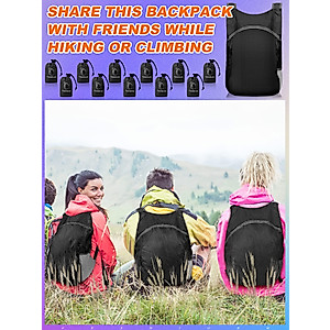 12 Pieces Foldable Hiking Daypacks Water Resistant Lightweight Packable Backpack Black Collapsible Backpack Camping Packable Bag for Women Men Travel Outdoor Running Sports Activities
