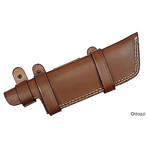Ottoza Handmade Leather Knife Sheath Right Hand Tracker Knife Sheath - Bushcraft Knife Sheath - Hunting Knife Sheath - Survival Knife Sheath Horizontal Carry Dark Brown TOP Grain Leather No:103