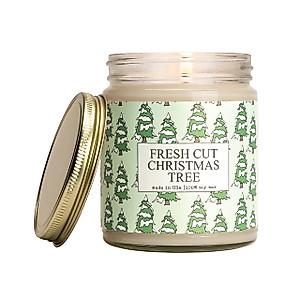 Moonlight Makers “Fresh Cut Christmas Tree” Candle, Christmas Scented Soy Candle with Essential Oils, Holiday Candle for Home, Long Lasting 40+ Hour Burn Time, 9oz Clear Glass Jar