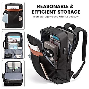 LOVEVOOK Convertible Laptop Backpack, 3 in 1 Messenger Bag Business Briefcases Fits 15.6 Inch Laptop, Shoulder Bags Computer Backpacks for Travel College Office for Men Women, Black