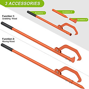 Dolibest 59/65'' Steel Cant Hook Tool, Log Peavey Tool, Cant Logging Tool, Dual Function Log Handler Tool for Rolling and Clamping Logs, with Adjustable Hook and 9.4'' Non-Slip Handle