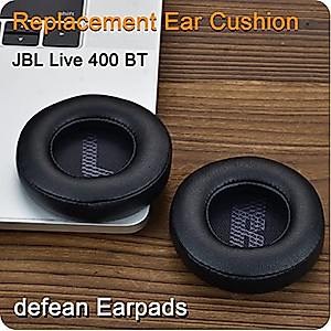 Live 400 BT Earpads - defean Replacement Ear Pads Cover Cushions Foam Compatible with JBL Live 400BT On-Ear Wireless Headphones,High-Density Noise Cancelling Foam,Softer Leather (Black)