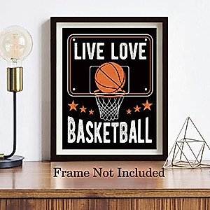 LHIUEM Motivational Basketball Poster Prints,Set of 6(Unframed,8”X10”),Inspirational Sport Quotes Wall Art Print for Men Boys Bedroom Living Room Home Decor