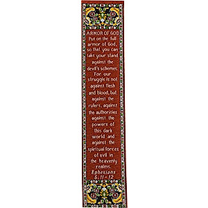 Armor of God, Bulk Pack of 4 Woven Fabric Bible Verse Bookmarks, Silky Soft & Flexible Religious Bookmarkers for Novels Books & Bibles, Memory Verse Gift, Traditional Turkish Woven Design