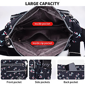 LassZone Lightweight Nylon Crossbody Bag for Women Multi-pocket Satchel Shoulder Bag Ladies Travel Handbags Waterproof Messenger Bag